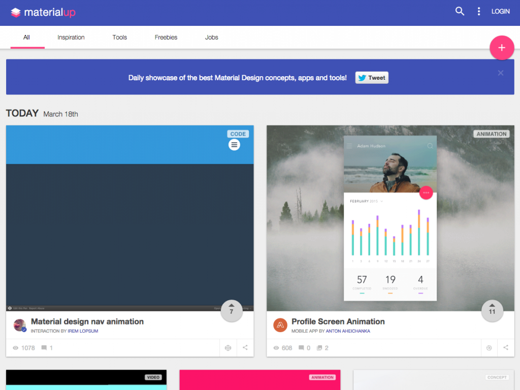 マテリアルデザインを兎にも角にも集めているサイト！materialup | TOKYO Q STUDIO